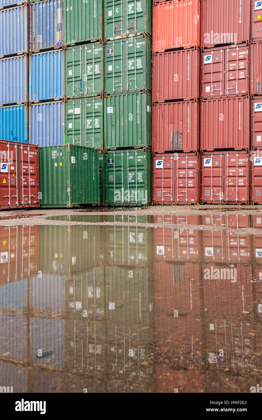Belgium, Antwerp, port - harbour, stacked intermodal freight containers ... Belgium, Antwerp, port - harbour, stacked intermodal freight containers ...
