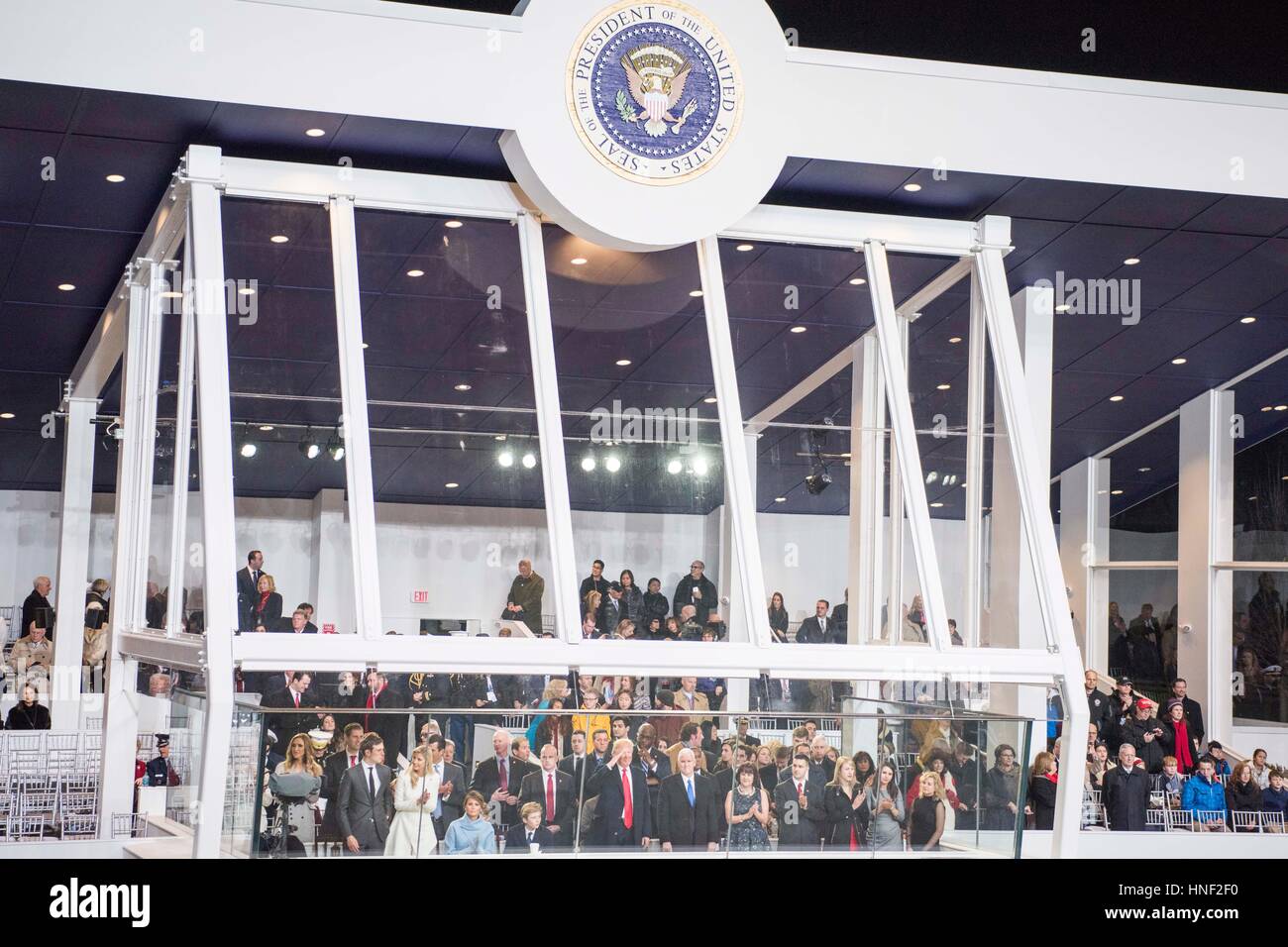 U.S. President Donald Trump and Vice President Mike Pence observe the ...