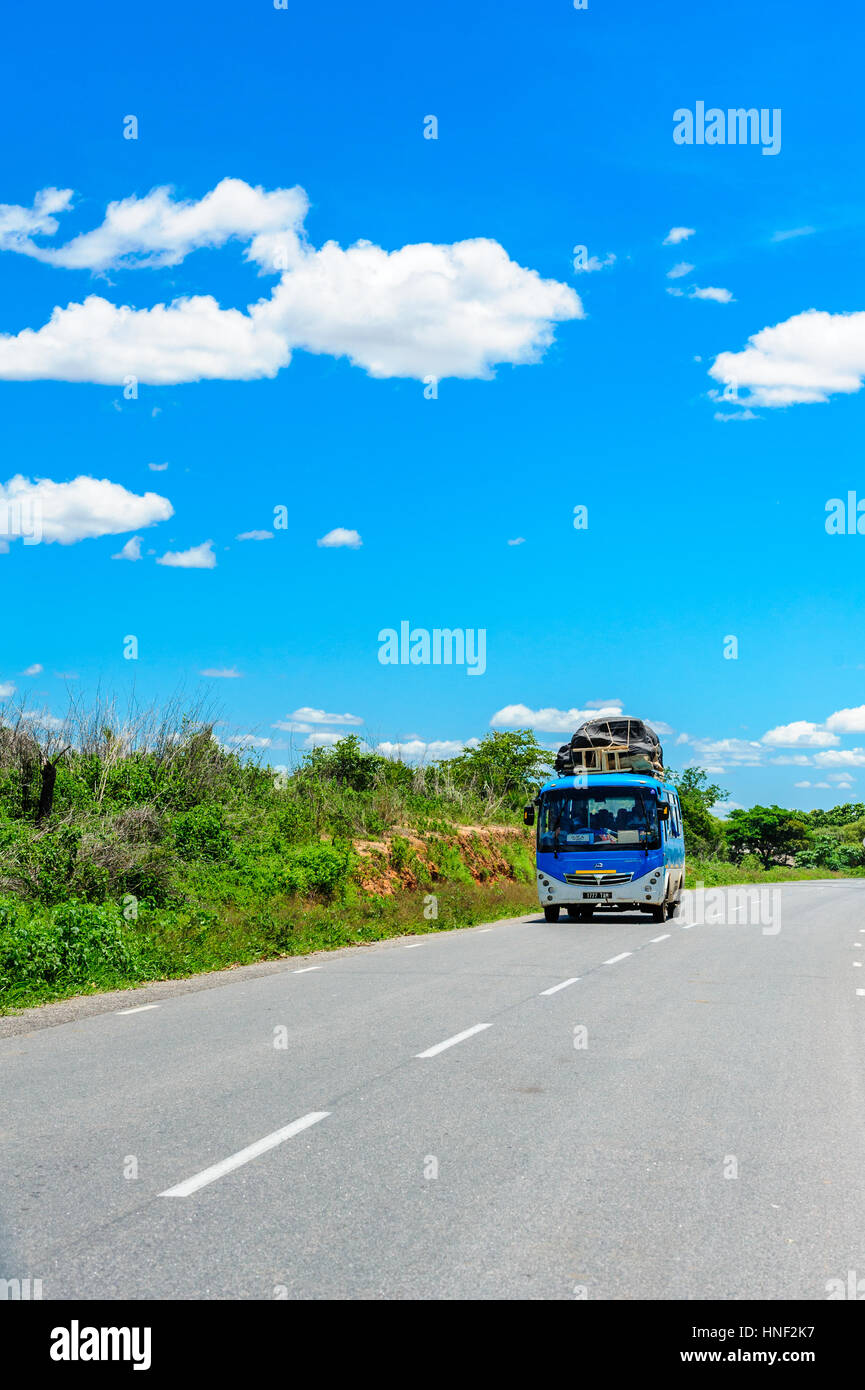 Madagascar, public bus on the road Stock Photo - Alamy