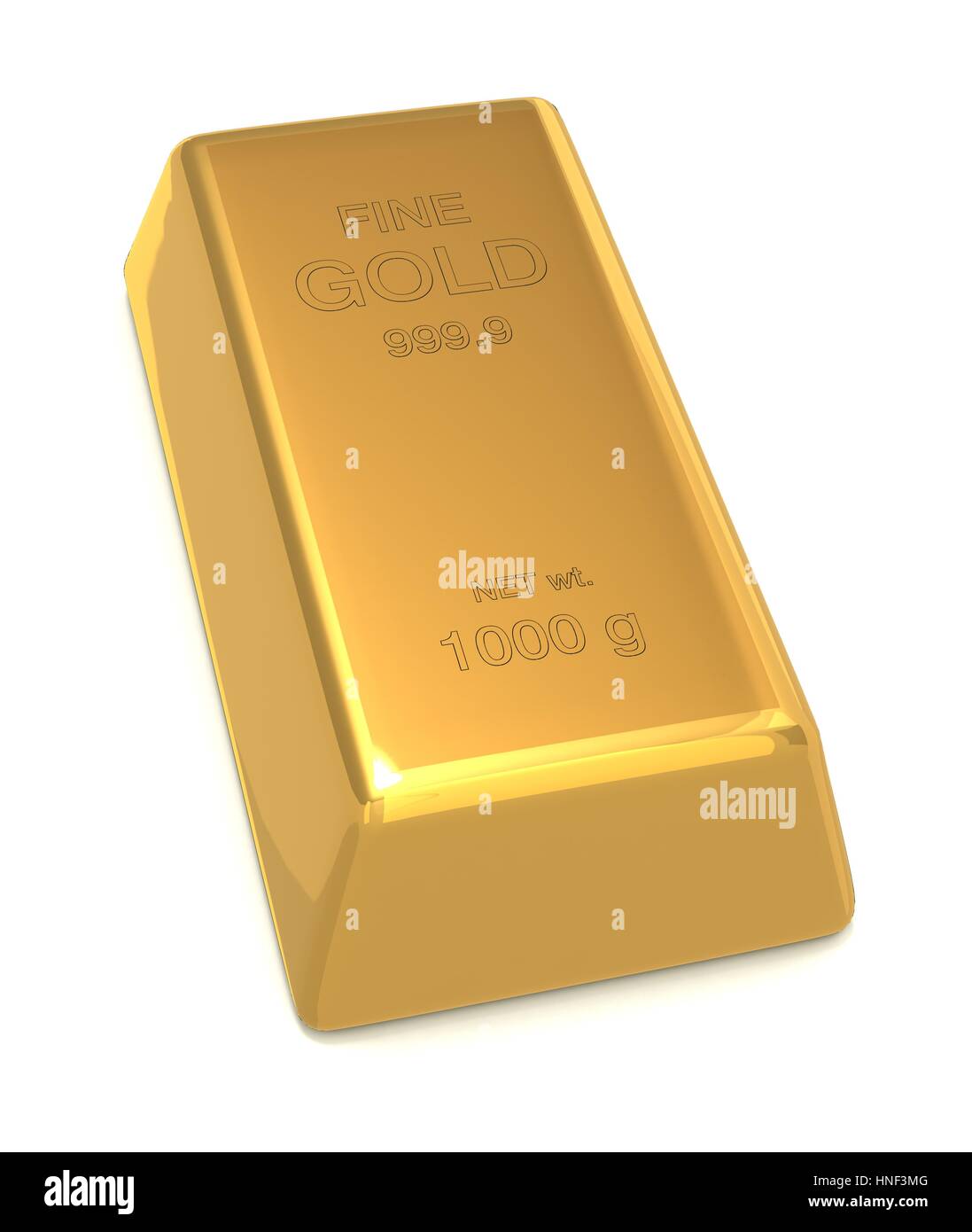 single gold bar 3d illustration isolated on white background Stock Photo - Alamy