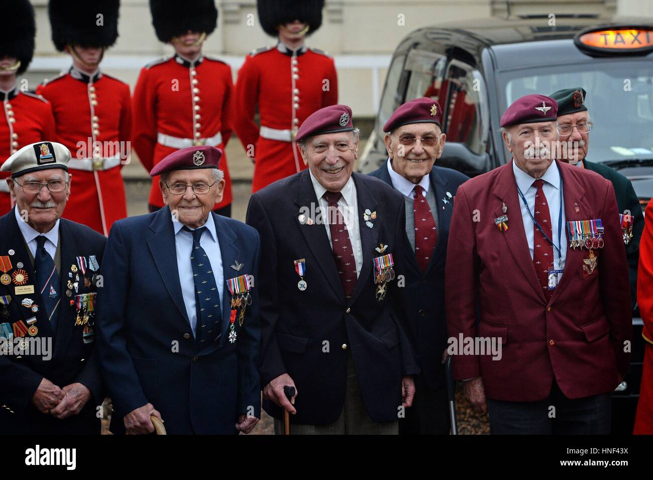 World War II veterans are joined by Guardsmen at Wellington Barracks in ...