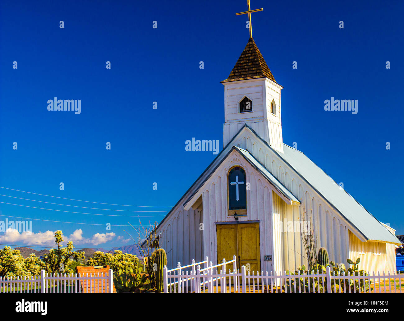 Vintage Church In Arizona Desert Stock Photo - Alamy