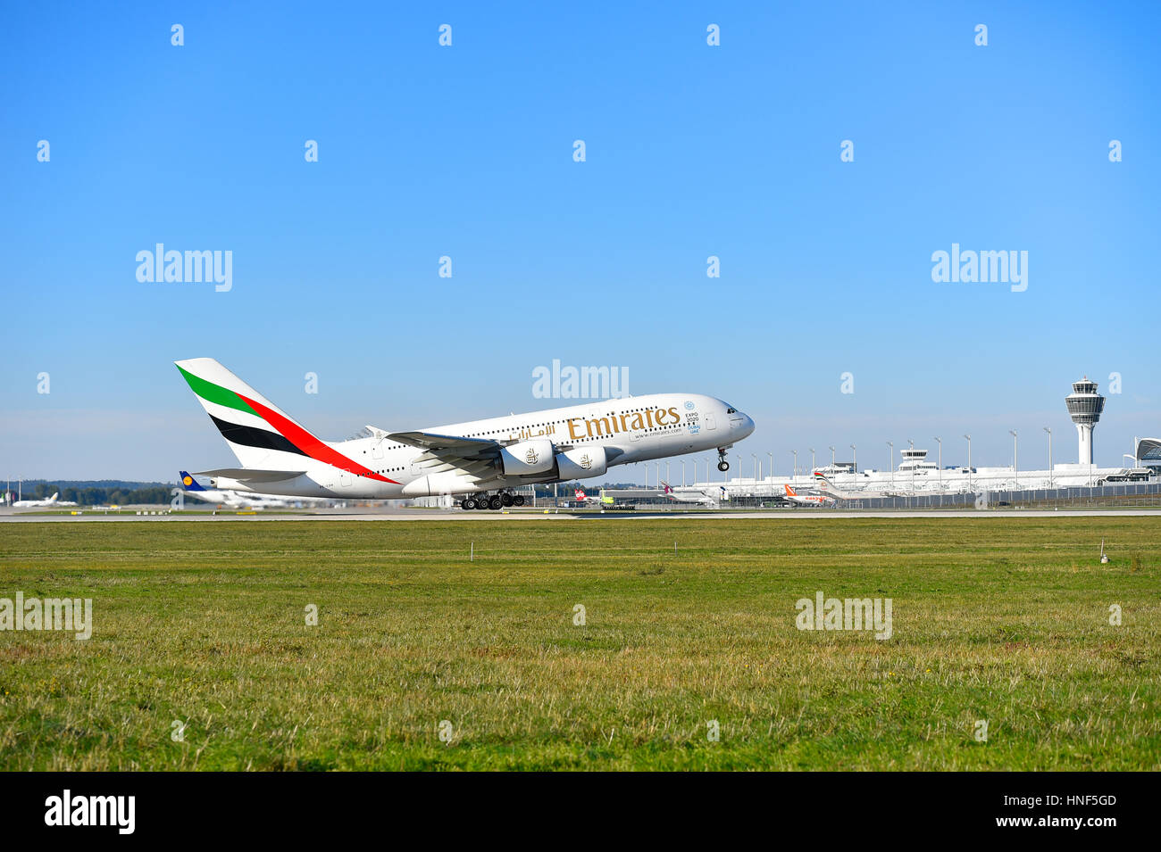Emirates, Airbus, A 380, 400, Aircraft, Plane, Departure, Flight, fly ...