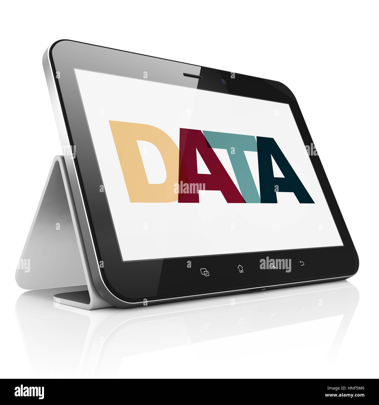 Information concept: Tablet Computer with Painted multicolor text Data ...
