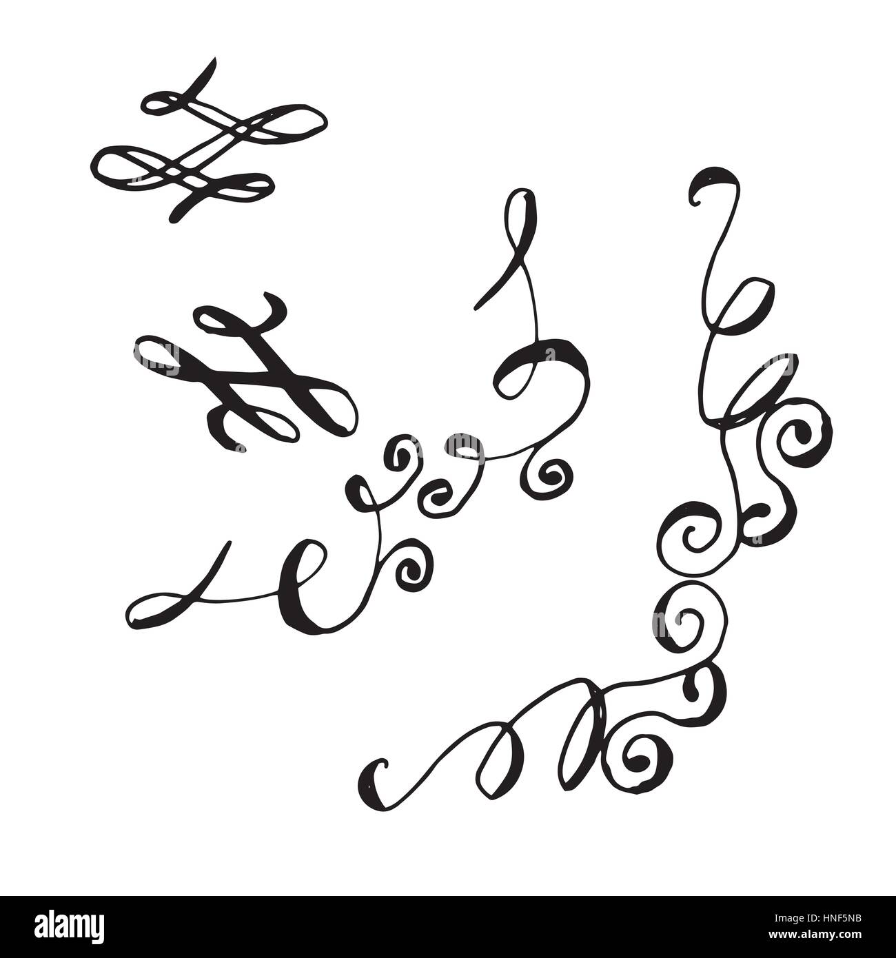 Collection of hand drawn ink curls Stock Vector Image & Art - Alamy
