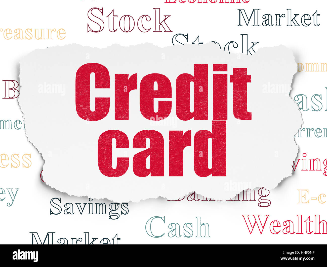 Money concept: Painted red text Credit Card on Torn Paper background ...