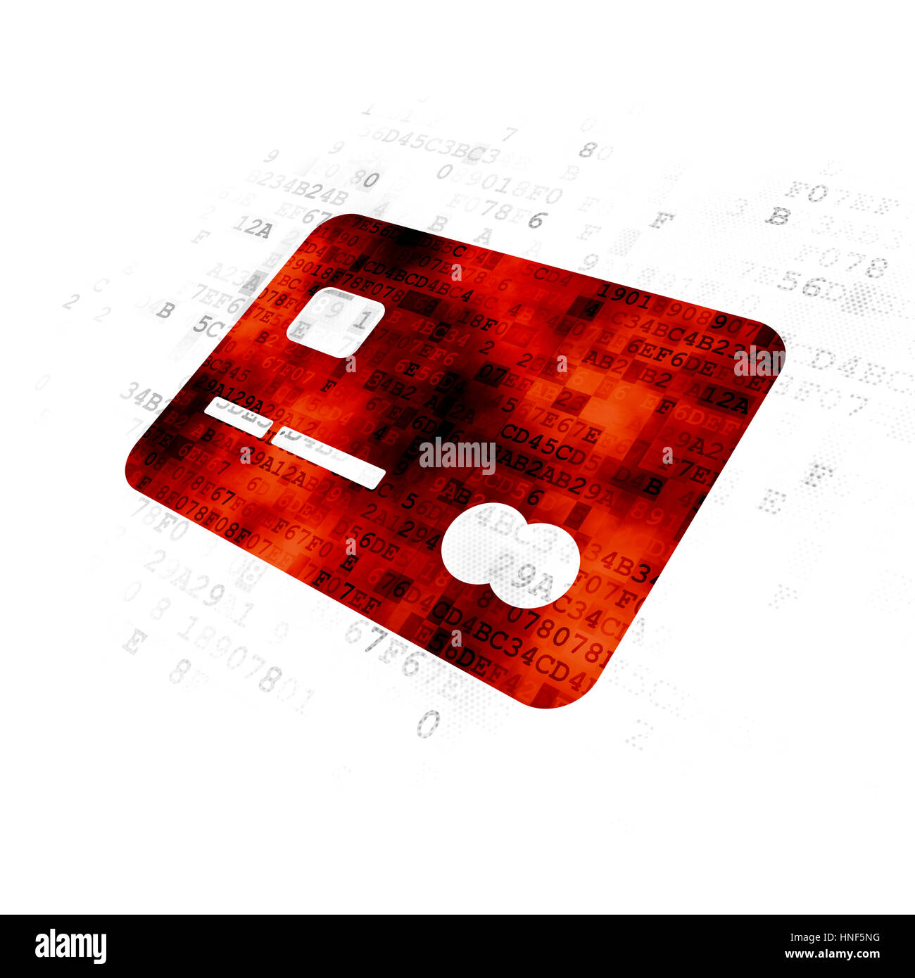 Currency concept: Pixelated red Credit Card icon on Digital background ...