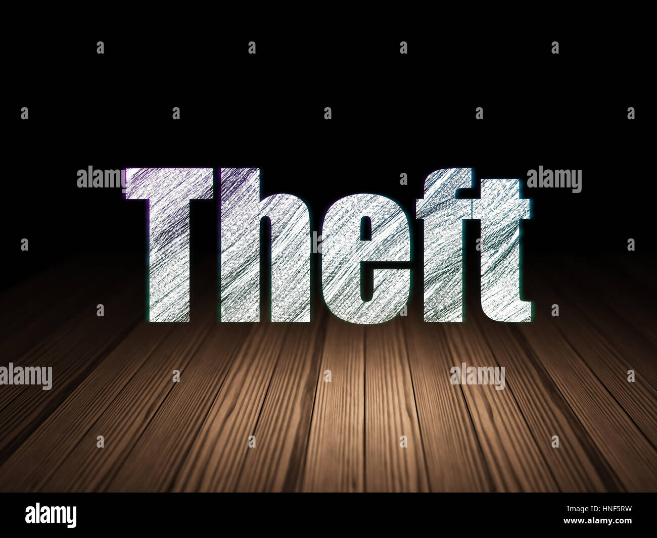 Privacy concept: Glowing text Theft in grunge dark room with Wooden ...