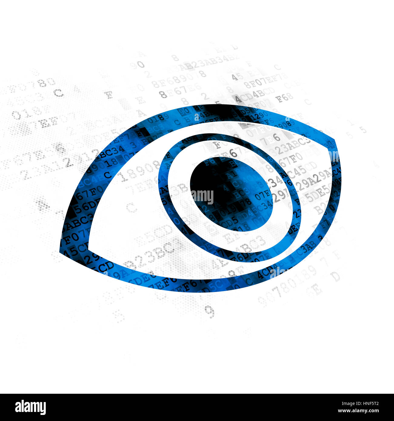 Protection concept: Pixelated blue Eye icon on Digital background Stock ...