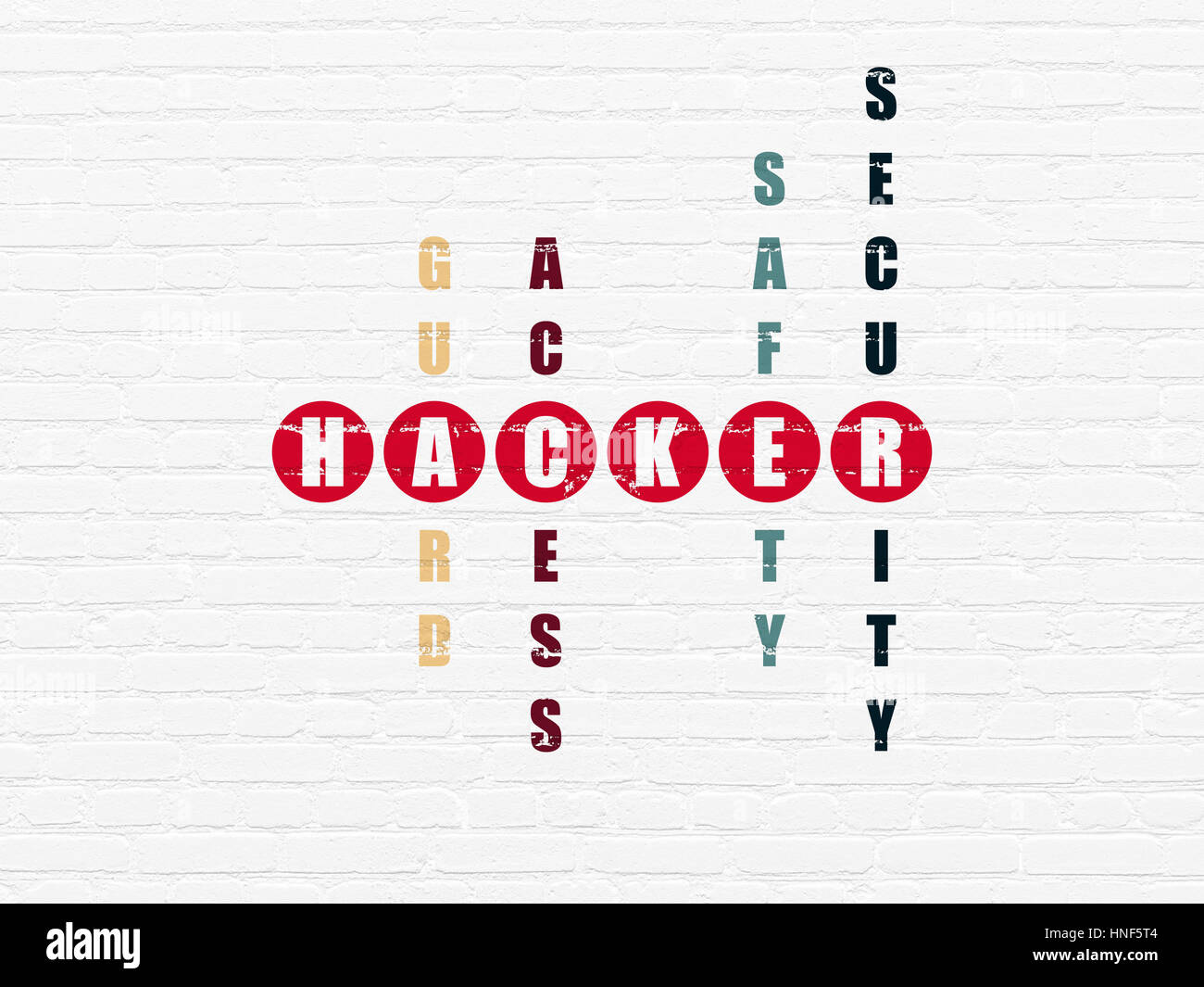 Security concept: Painted red word Hacker in solving Crossword Puzzle ...
