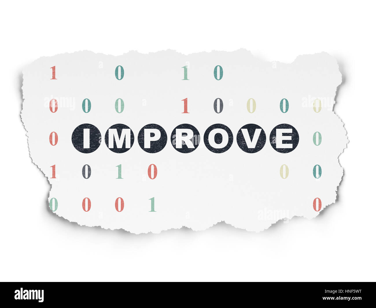 Finance concept: Painted black text Improve on Torn Paper background with Binary Code Stock ...