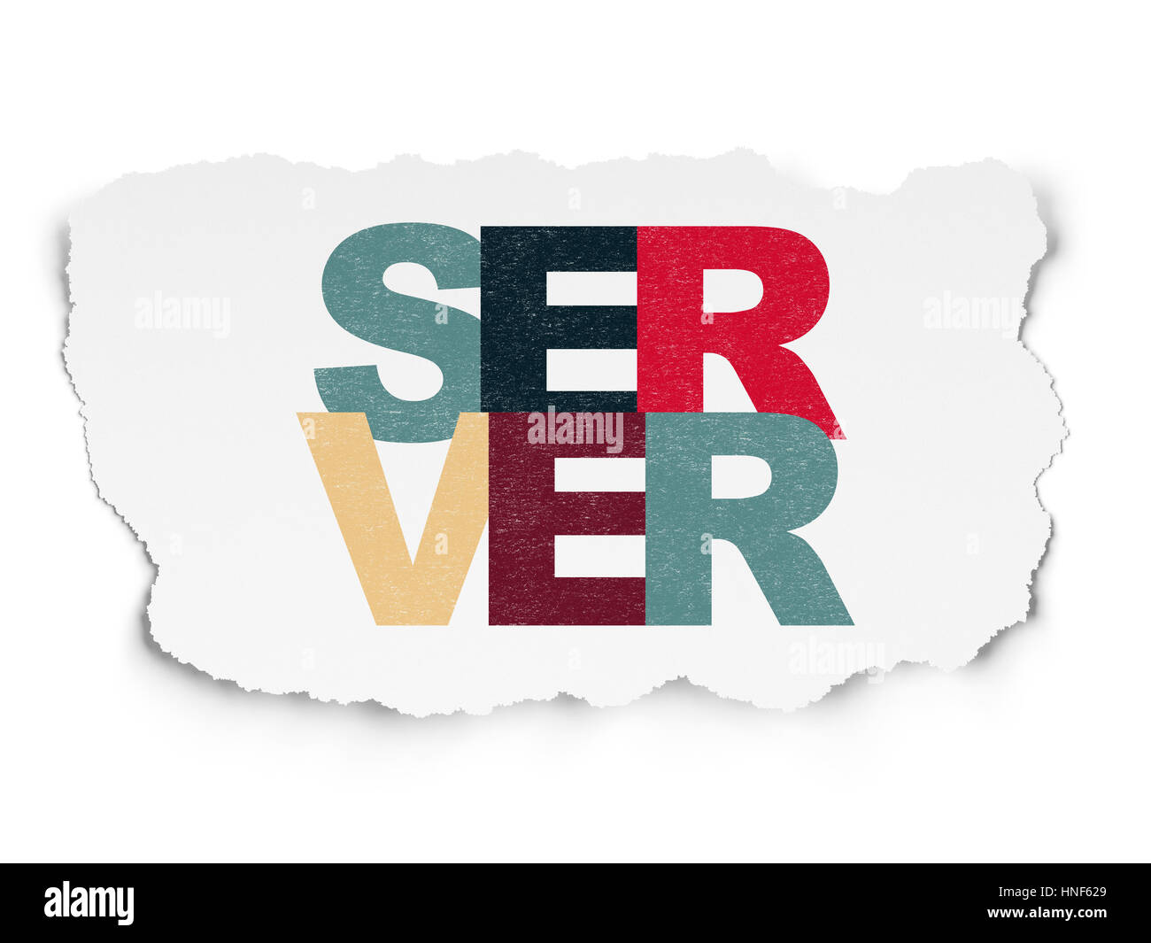 Web design concept: Painted multicolor text Server on Torn Paper ...