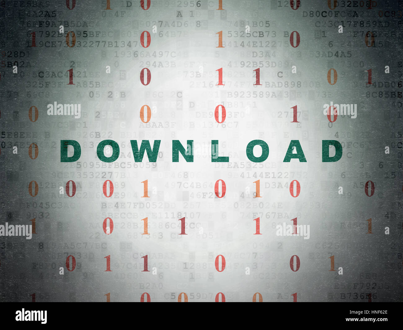 Web design concept: Painted green text Download on Digital Data Paper background with Binary ...