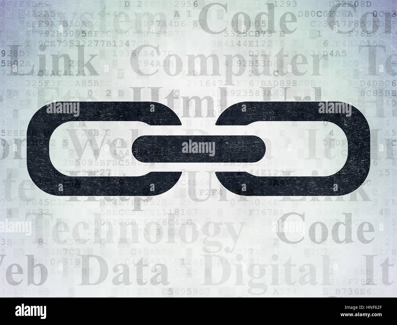 Web design concept: Painted black Link icon on Digital Data Paper background with Tag Cloud ...