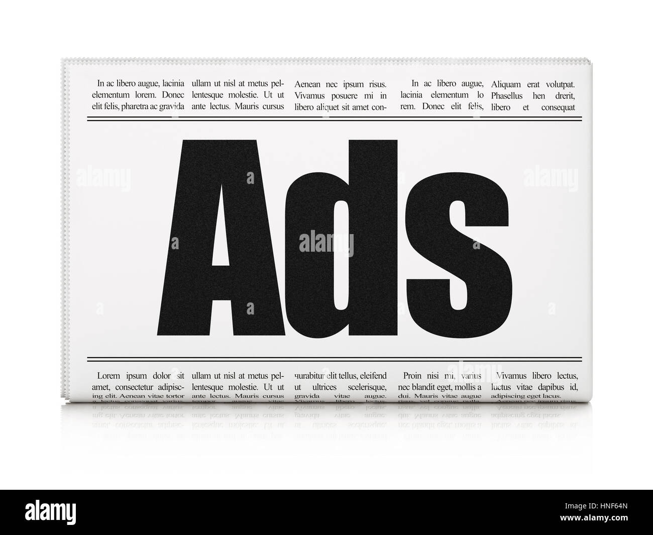 Advertising concept: newspaper headline Ads on White background, 3D ...