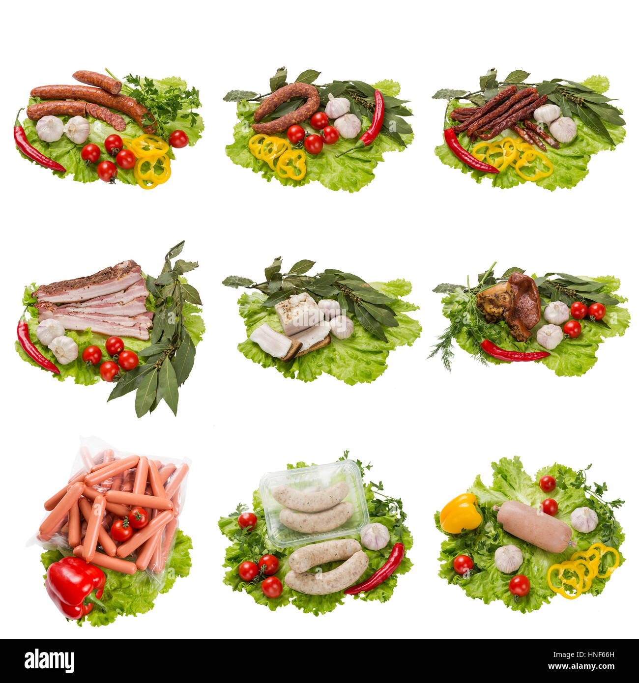 set of a different meat products. isolated on white backgound Stock ...
