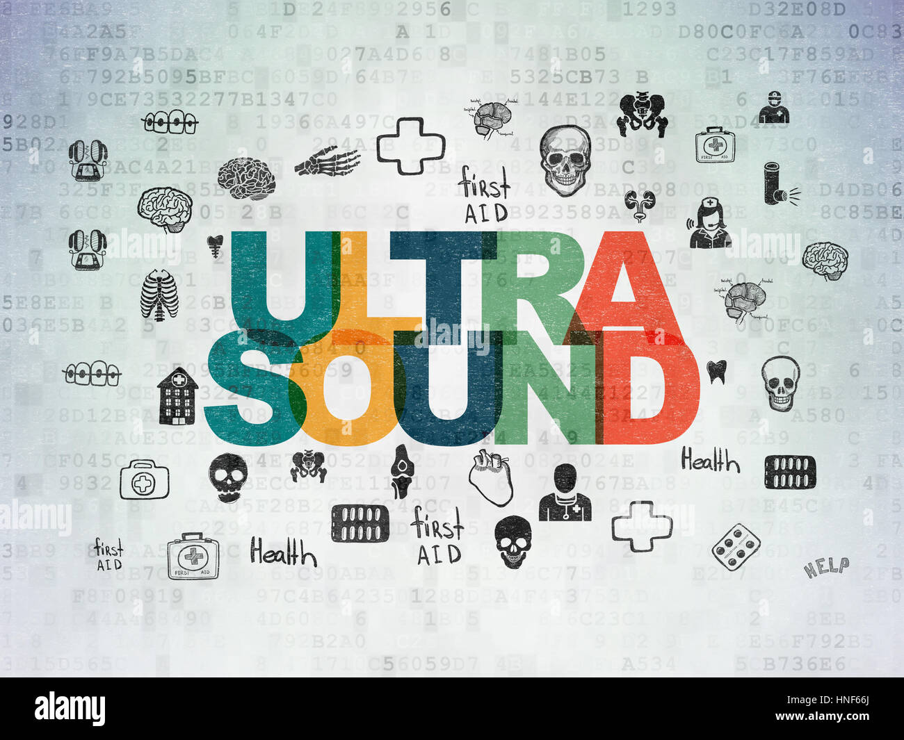 Medicine concept: Painted multicolor text Ultrasound on Digital Data ...