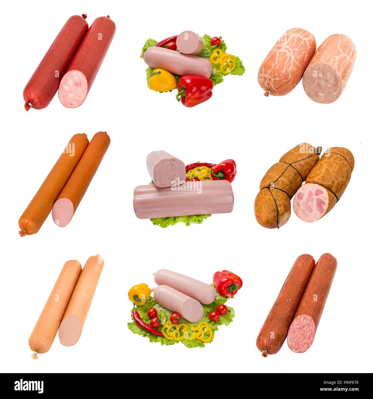 set of a different meat products. isolated on white backgound Stock ...