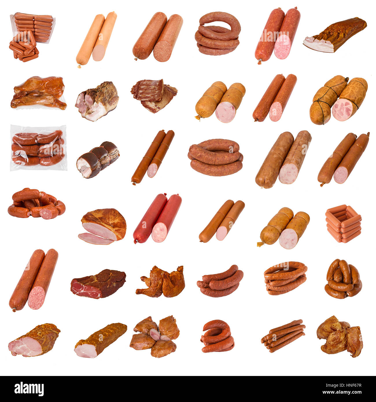 set of a different meat products. isolated on white backgound Stock ...