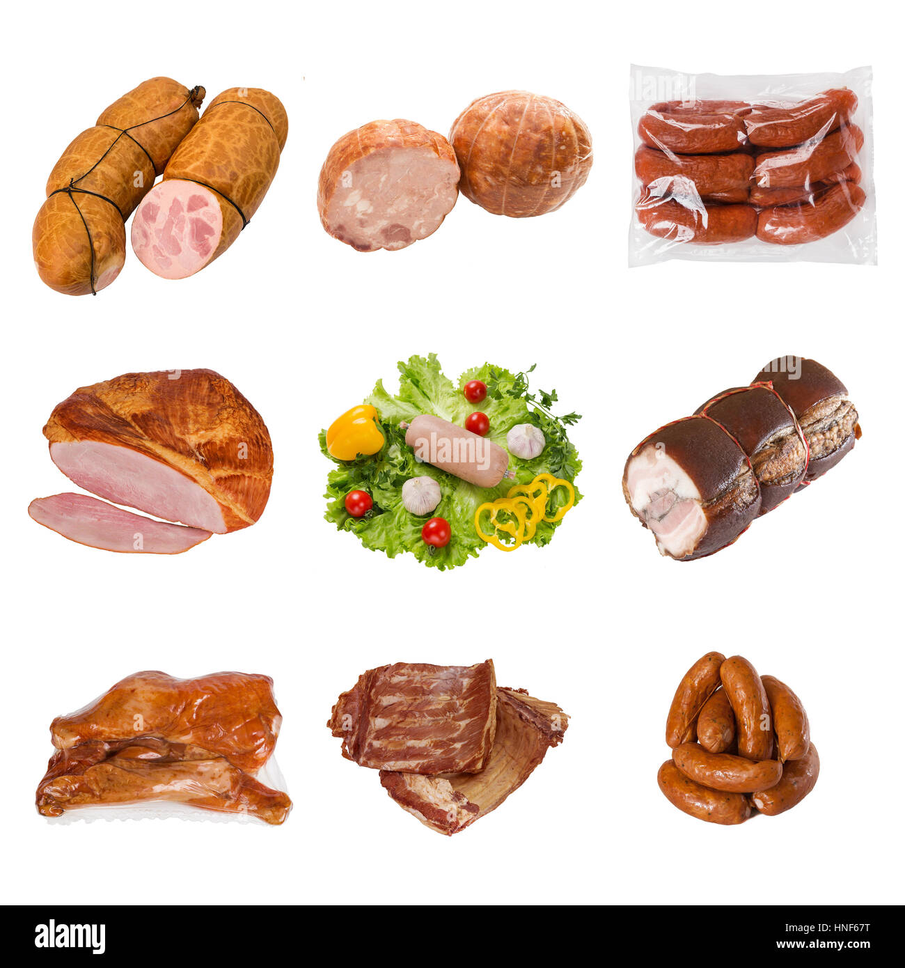 set of a different meat products. isolated on white backgound Stock ...