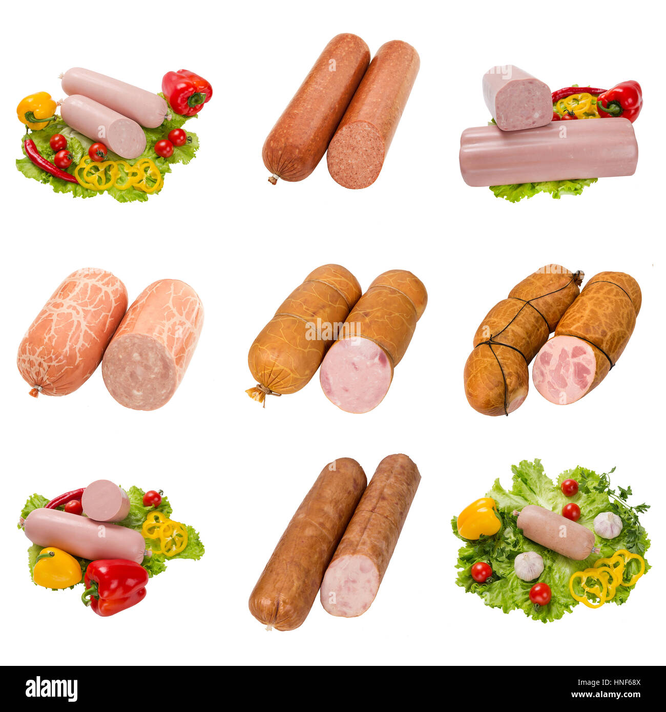 set of a different meat products. isolated on white backgound Stock ...