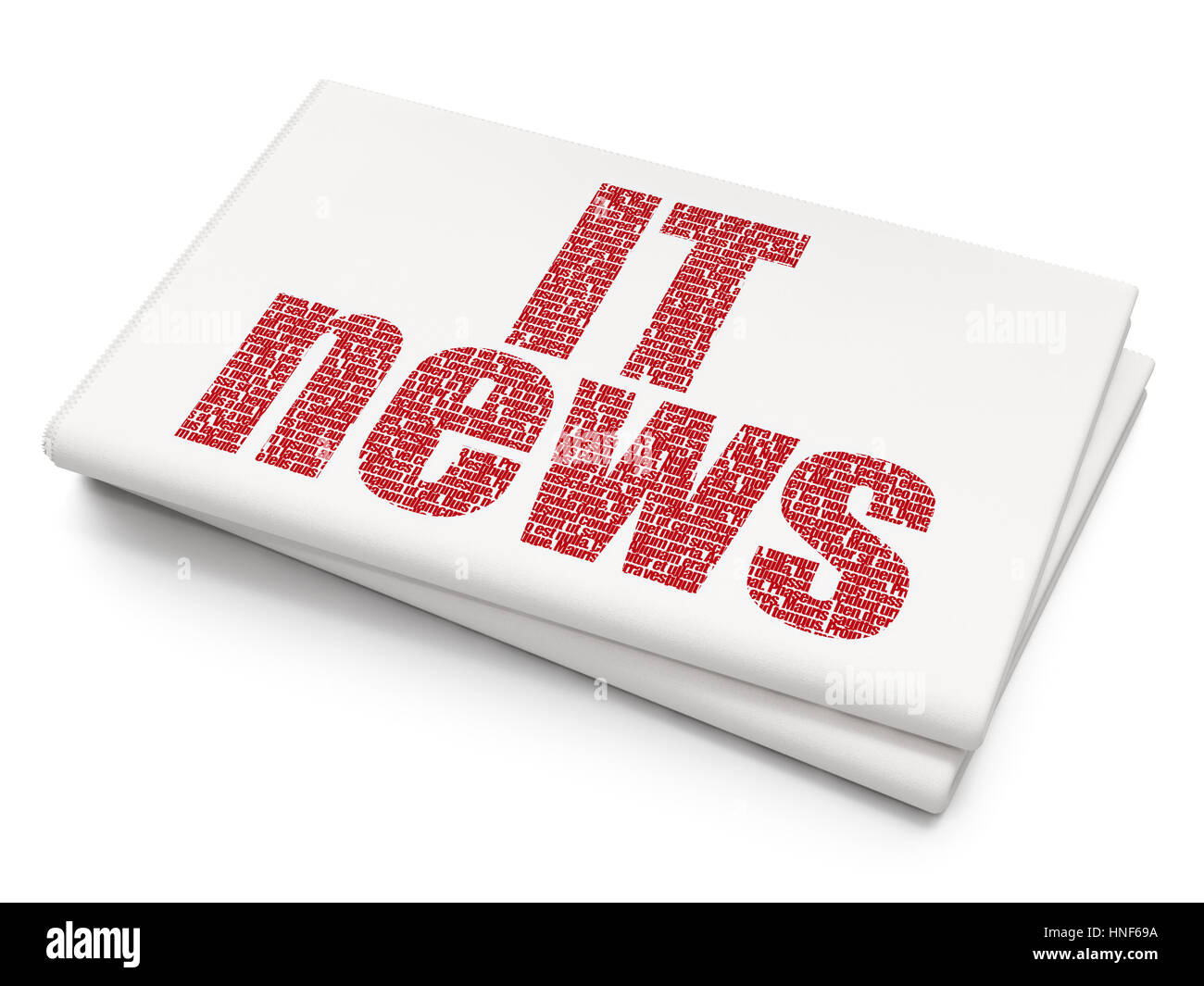 News concept: Pixelated red text IT News on Blank Newspaper background ...