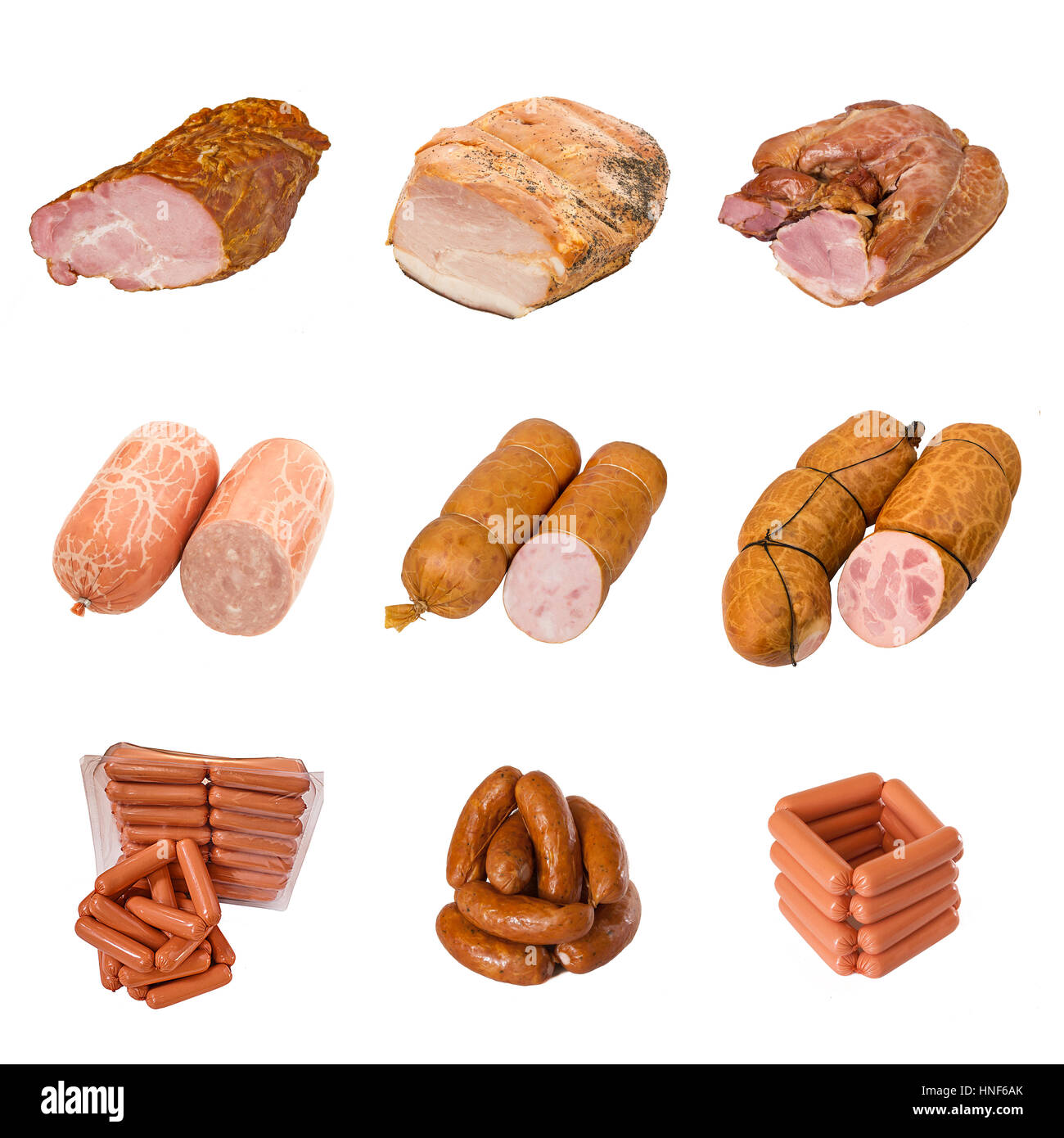 set of a different meat products. isolated on white backgound Stock ...