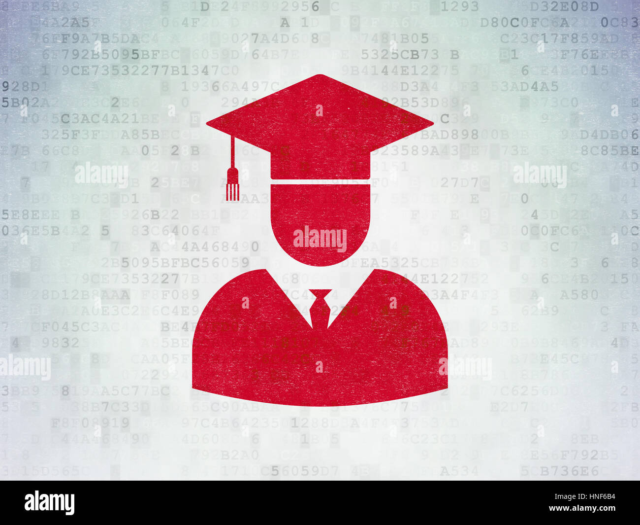 Education concept: Painted red Student icon on Digital Data Paper ...