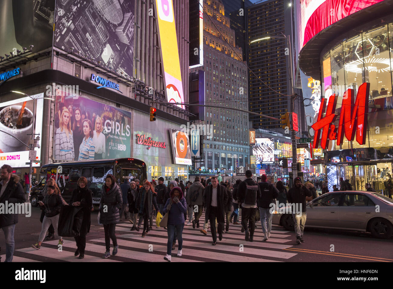 Manhattan crosswalk people crowds times square city urban pedestrians ...