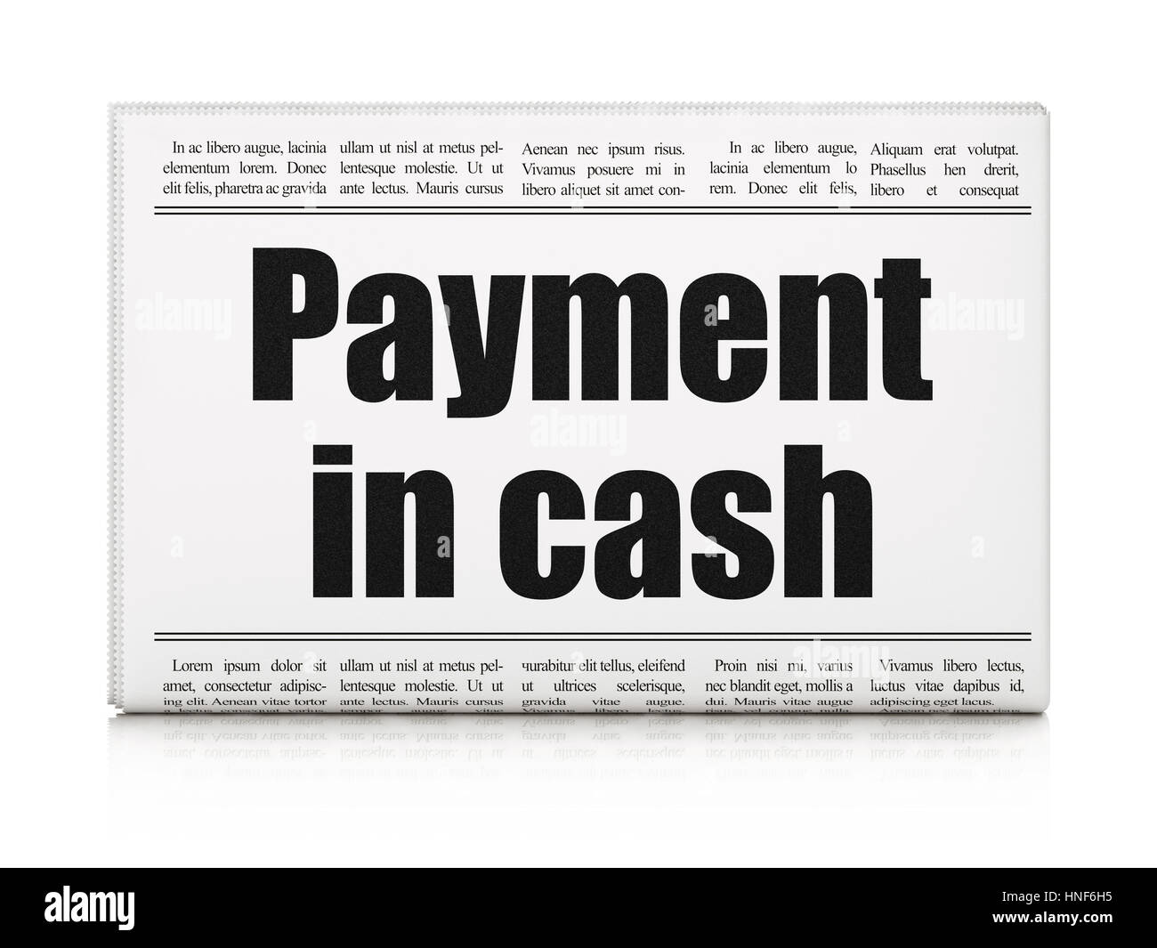 Banking concept: newspaper headline Payment In Cash on White background ...