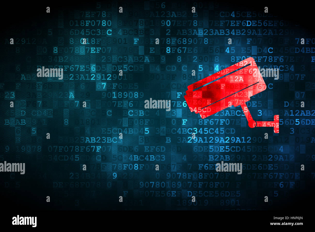 Security concept: pixelated Cctv Camera icon on digital background ...