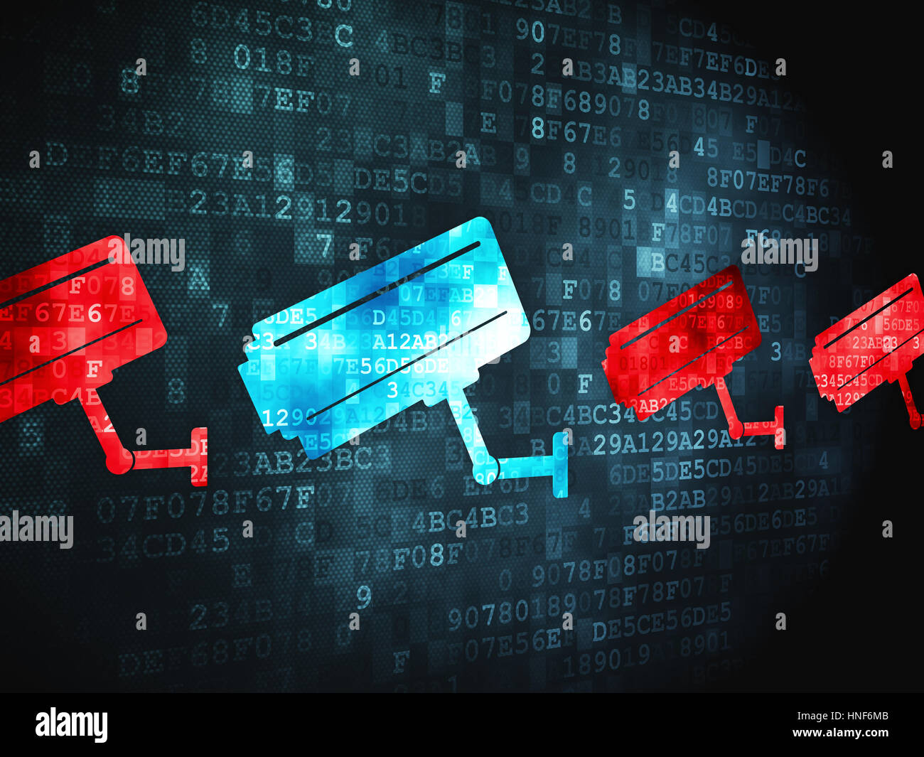 Privacy concept: pixelated Cctv Camera icon on digital background Stock ...