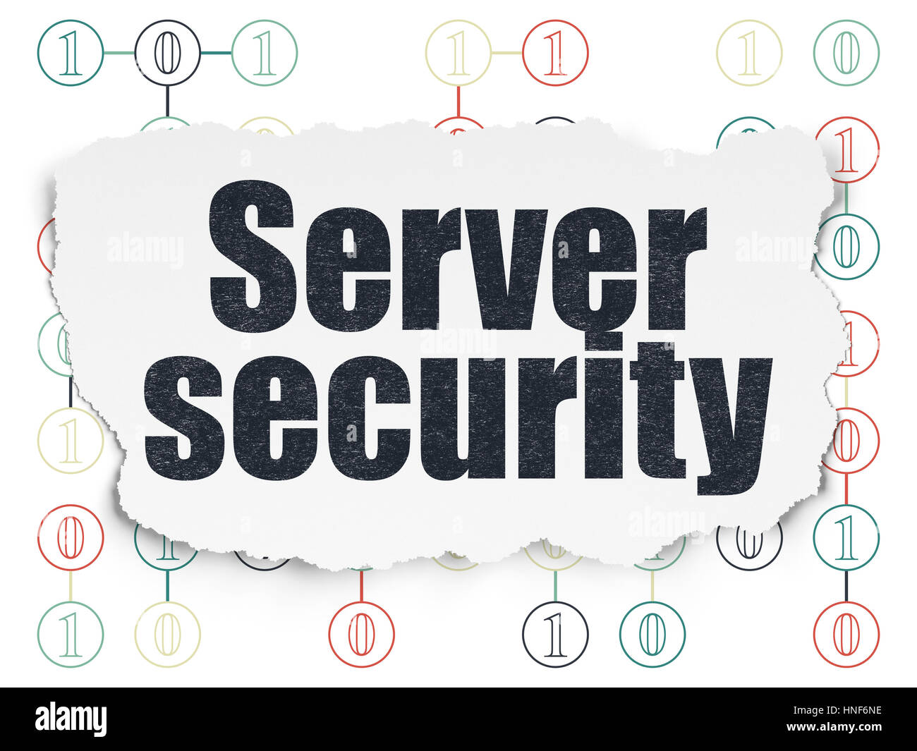 Privacy concept: Painted black text Server Security on Torn Paper background with Scheme Of ...