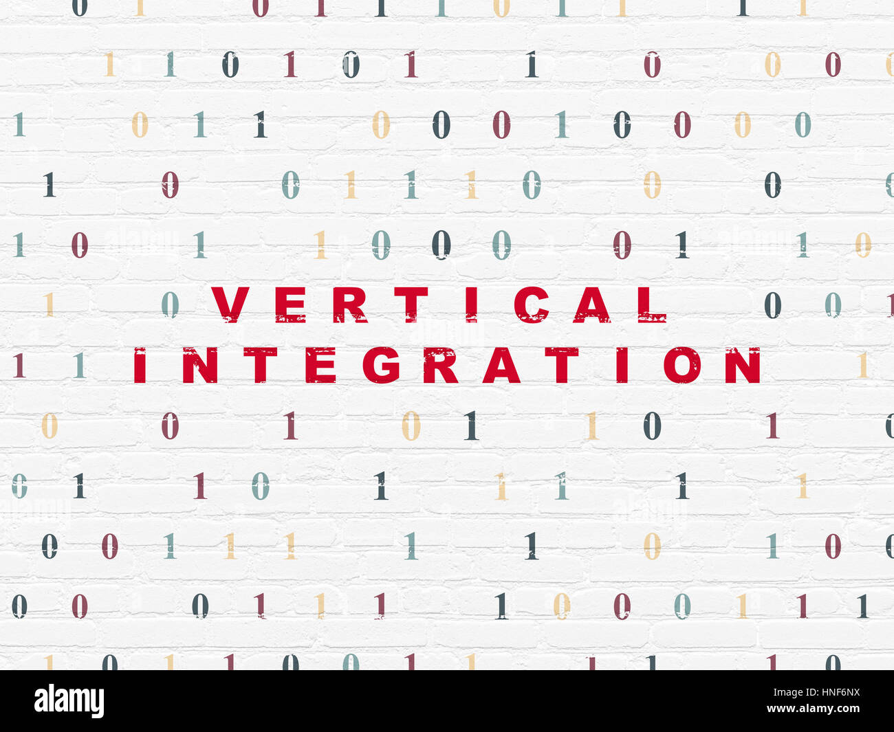 Business concept: Painted red text Vertical Integration on White Brick wall background with ...
