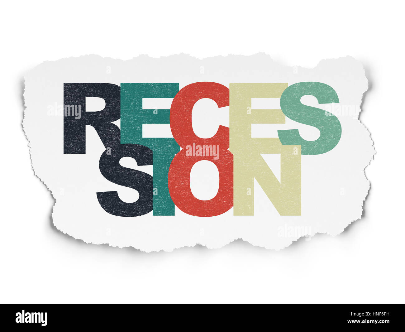 Business concept: Painted multicolor text Recession on Torn Paper ...