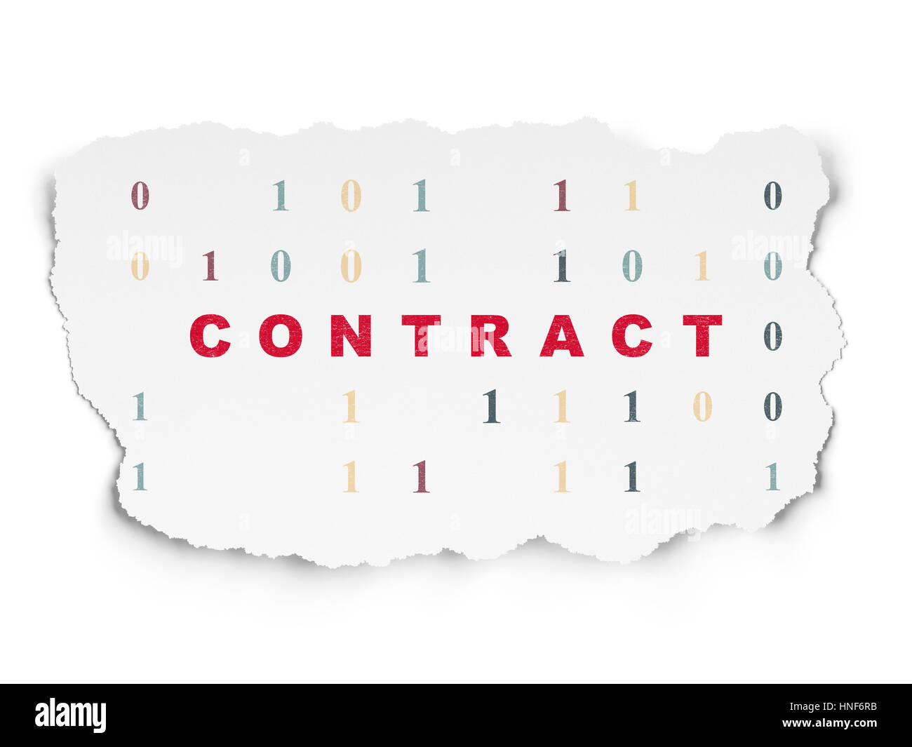 Finance concept: Painted red text Contract on Torn Paper background with Binary Code Stock Photo ...