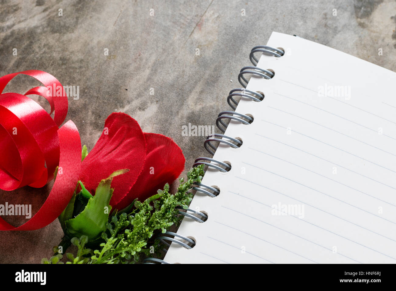 Valentines day background. Valentine hearts with open blank notebook on ...