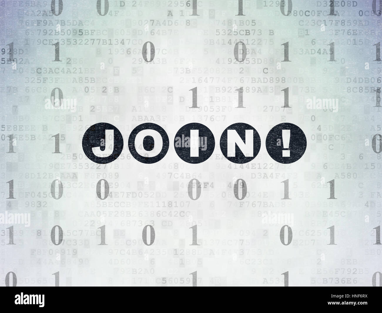 Finance concept: Painted black text Join! on Digital Data Paper background with Binary Code ...