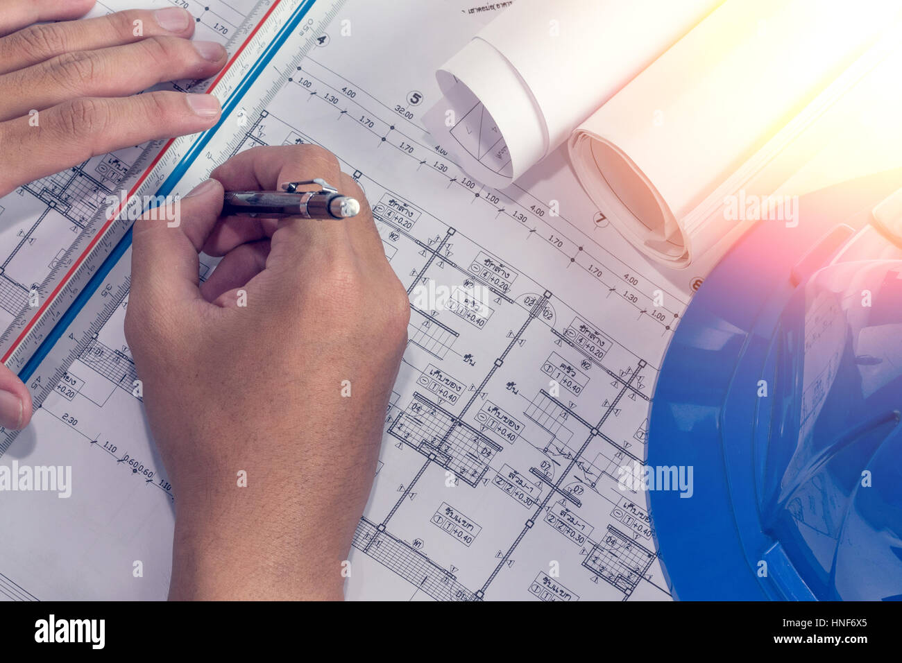 Architectural project in progress. Engineering concept Stock Photo - Alamy
