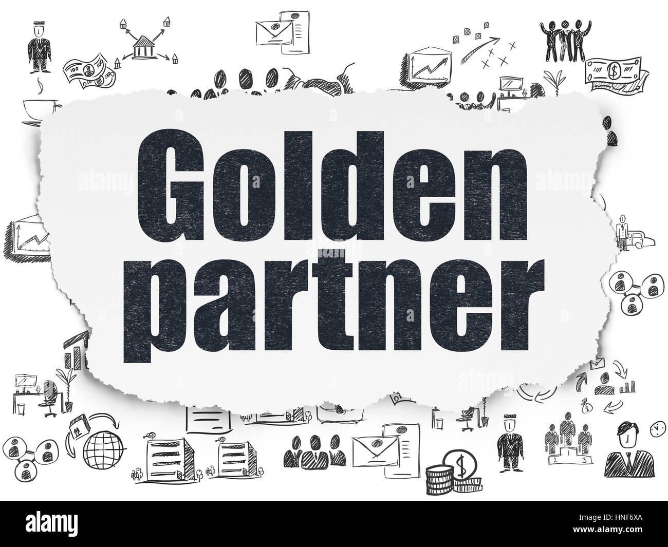 Business concept: Painted black text Golden Partner on Torn Paper ...