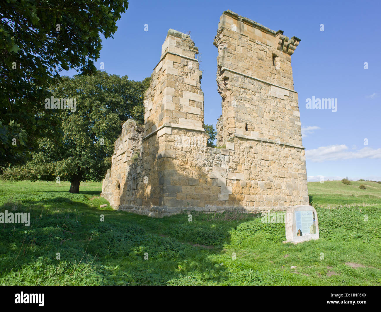 Ruined walls Ruins of Ayton Castle North Yorkshire Uk near Scarborough ...