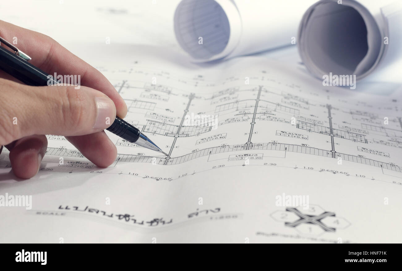 Architectural project in progress. Engineering concept Stock Photo - Alamy