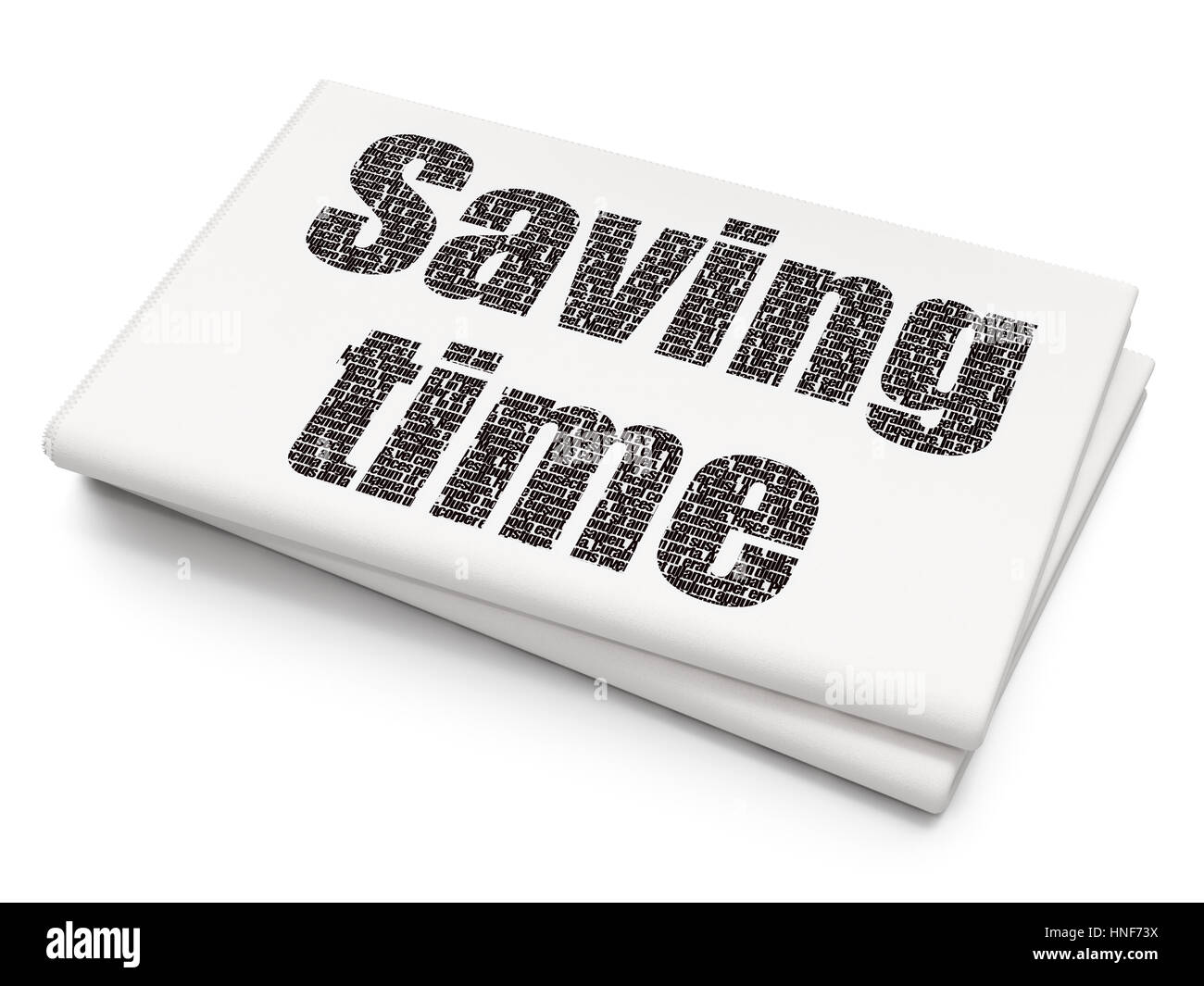 Time concept: Pixelated black text Saving Time on Blank Newspaper ...