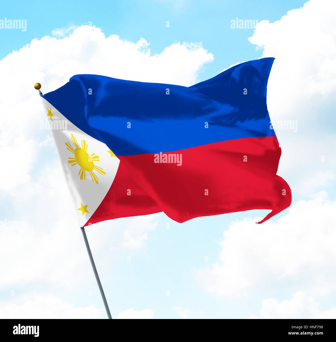 Flag of Philippines Raised Up in The Sky Stock Photo - Alamy
