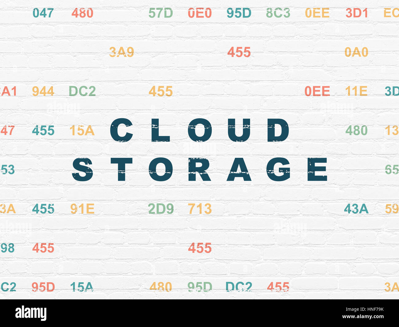 Cloud networking concept: Painted blue text Cloud Storage on White Brick wall background with ...