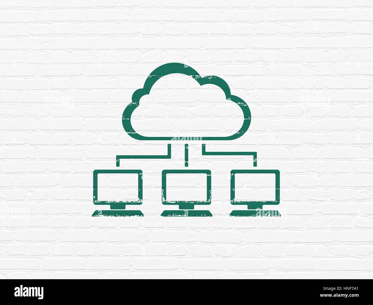 Cloud computing concept: Painted green Cloud Network icon on White ...