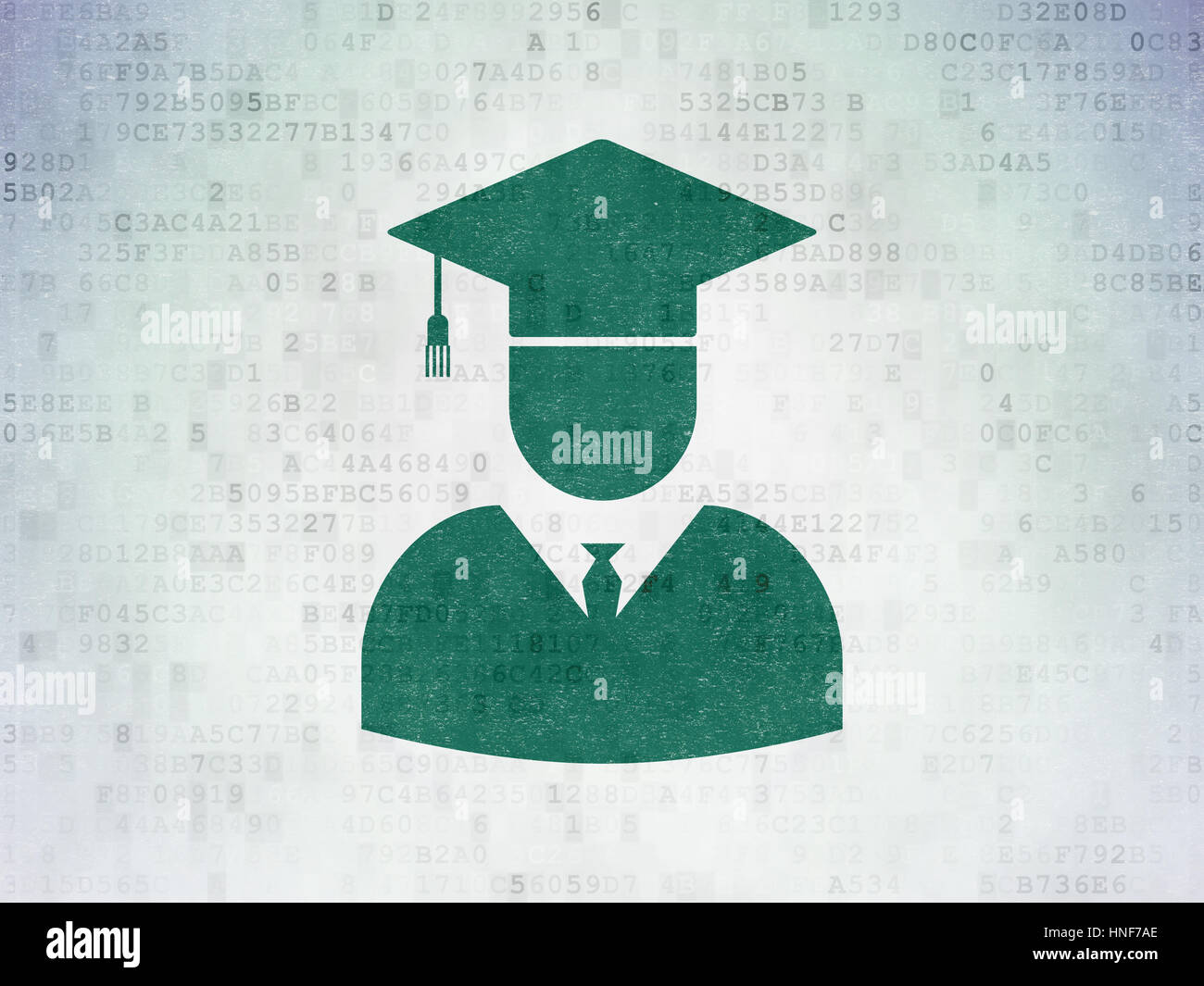 Learning concept: Painted green Student icon on Digital Data Paper ...