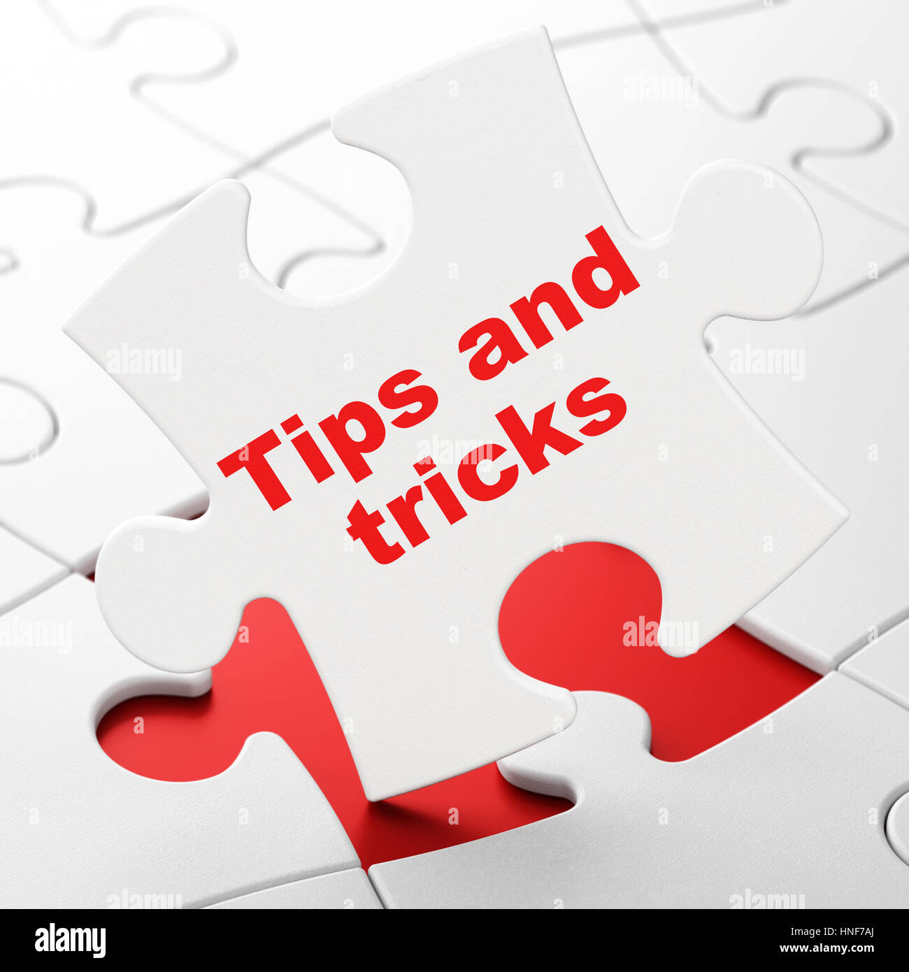 Learning concept: Tips And Tricks on White puzzle pieces background, 3D rendering Stock Photo ...