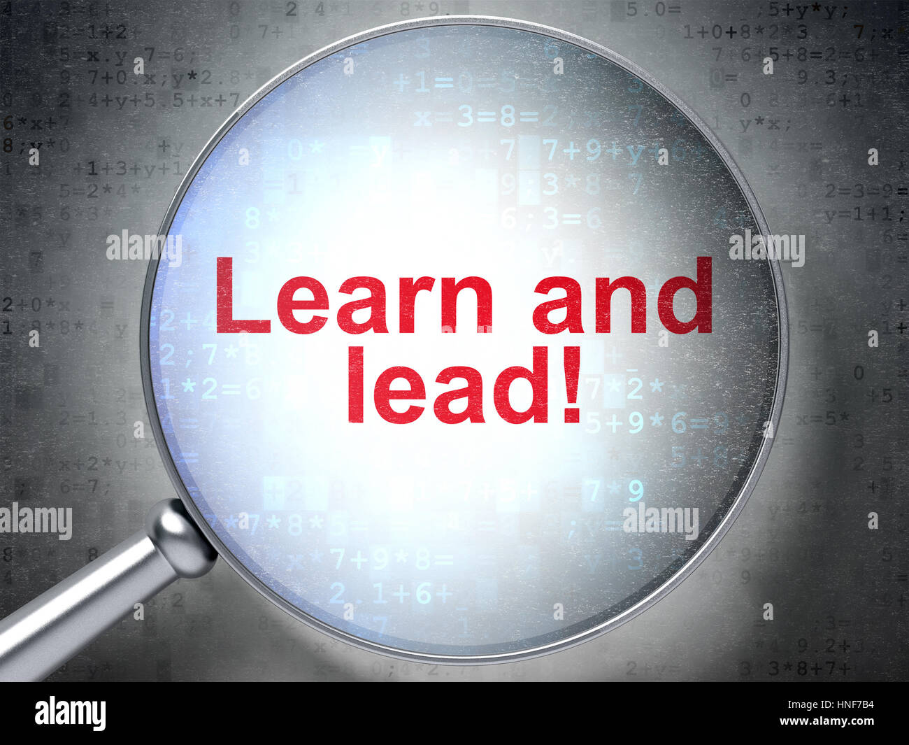 Education concept: magnifying optical glass with words Learn and Lead ...