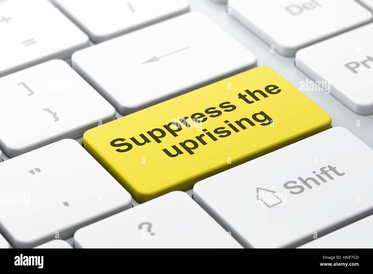 Political concept: computer keyboard with word Suppress The Uprising ...